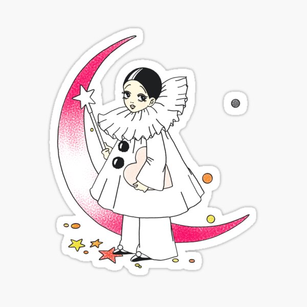 "Moon Magic Pierrot" Sticker for Sale by lditko | Redbubble