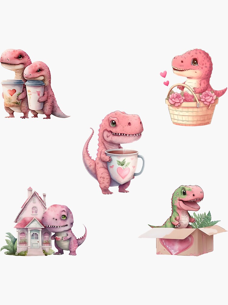 "Valentine Pink T-Rex Sticker Set" Sticker for Sale by MonkeyBizness ...