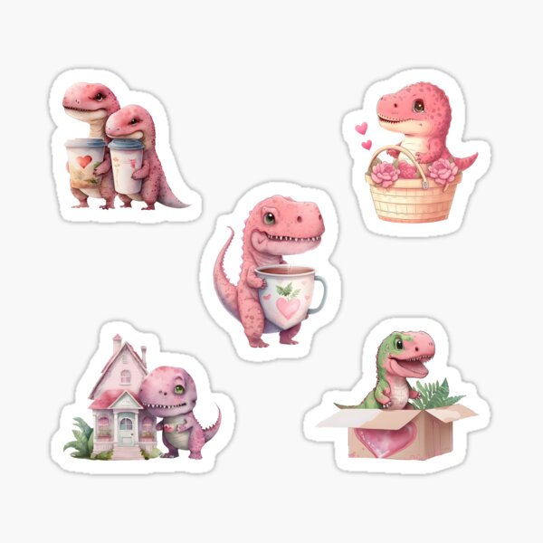"Valentine Pink T-Rex Sticker Set" Sticker for Sale by MonkeyBizness ...