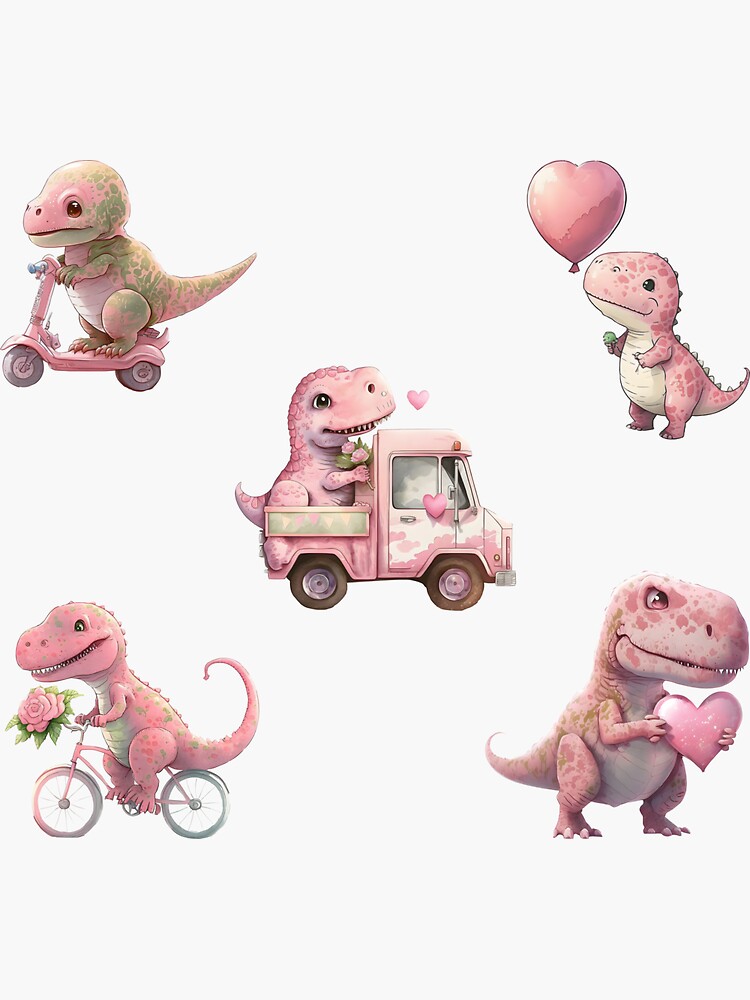 "Valentine Pink T-Rex Sticker Set" Sticker for Sale by MonkeyBizness ...