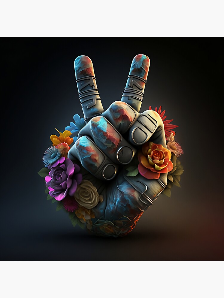 "Realistic Peace and Love Sign, Monument Like Figure" Sticker for Sale ...