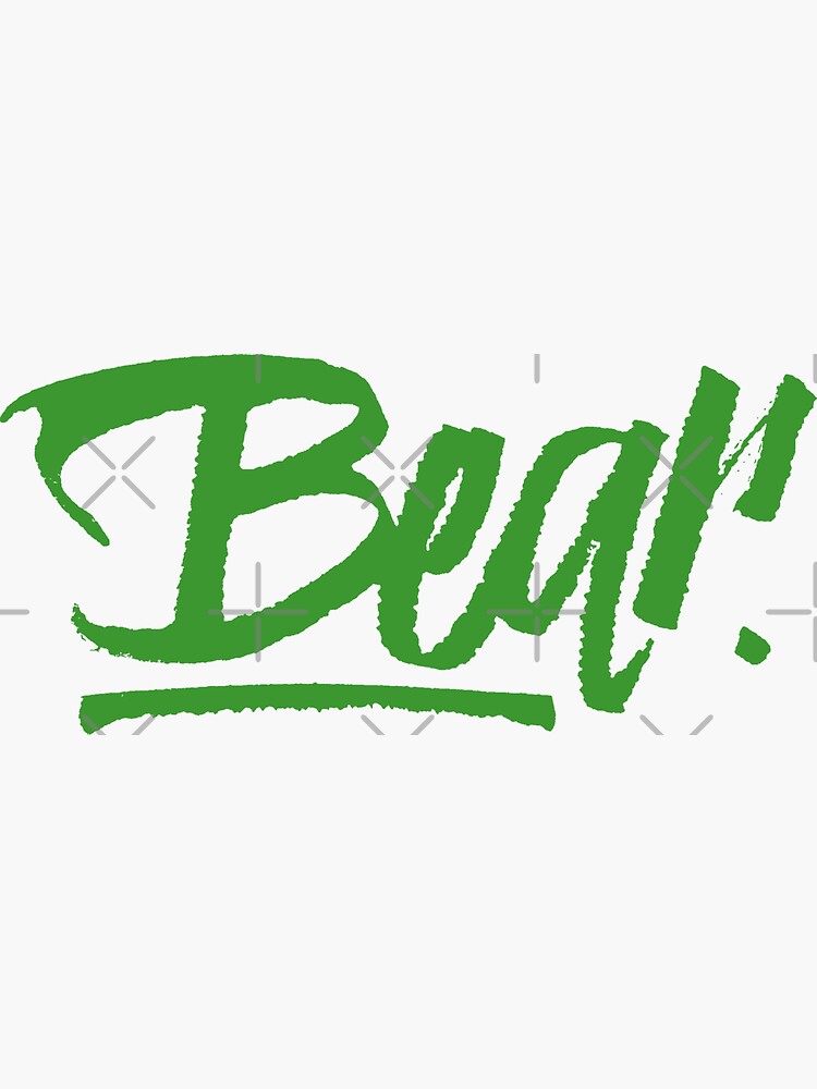 "Word bear handwritten in calligraphy green" Sticker for Sale by Sgrel ...