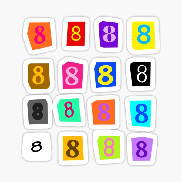 "magazine cut-out number 8 set" Sticker for Sale by Words-Artist ...