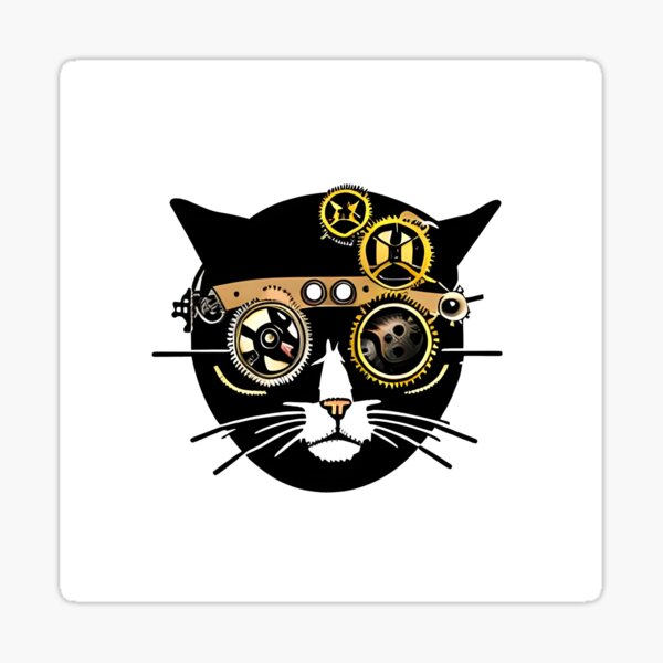"Steampunk Cat Illustration" Sticker for Sale by Inimma | Redbubble