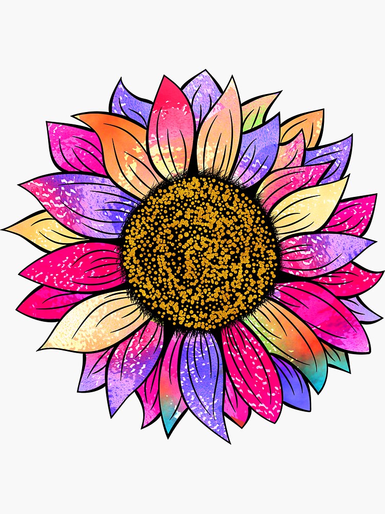 "colorful sunflower" Sticker for Sale by MarieStel | Redbubble