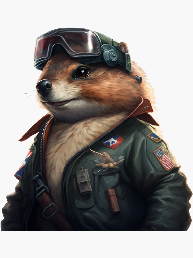 "top gun beaver" Sticker for Sale by PrintsBase | Redbubble