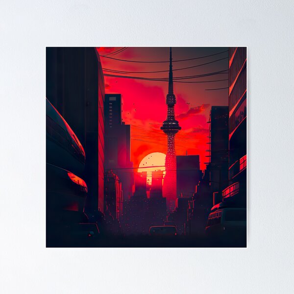 "Anime Sunset Scene Background" Poster for Sale by shoxio | Redbubble