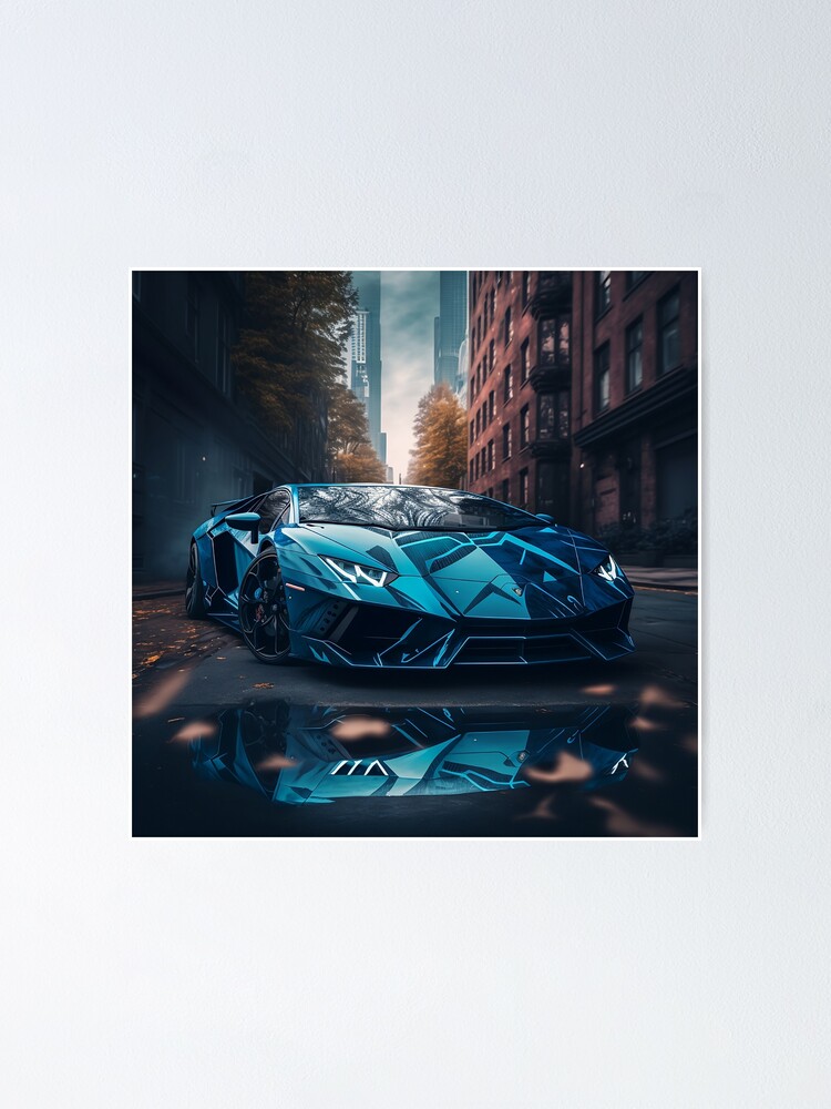 "Blue Lambo" Poster for Sale by Thedesignerarts | Redbubble