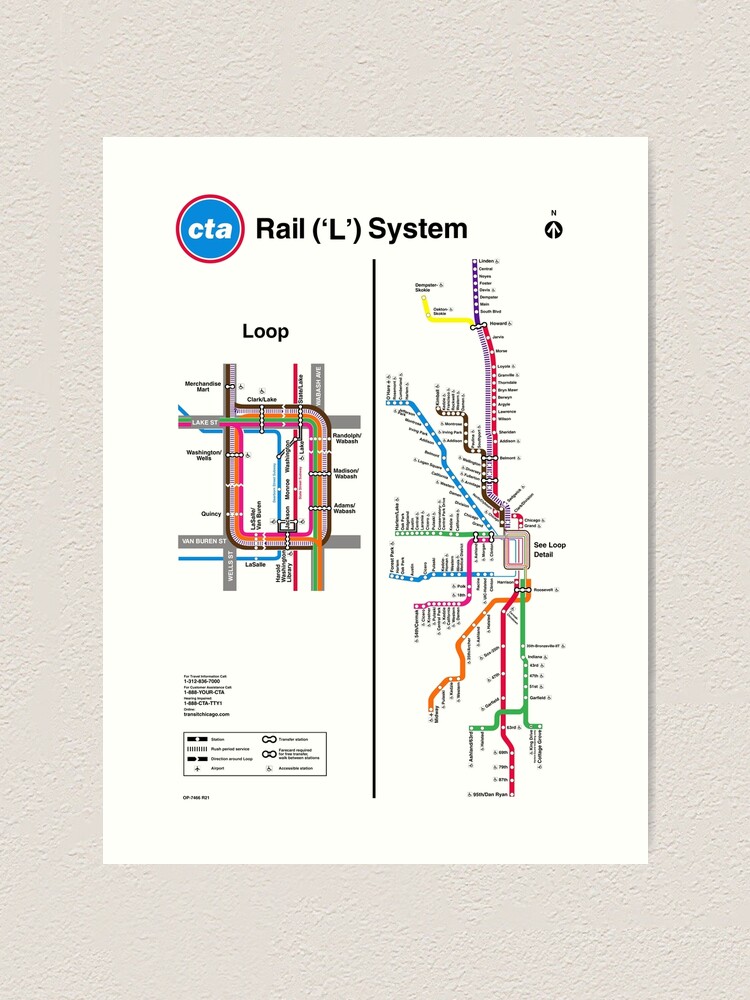 "CTA MAP - WHITE - VERTICAL" Art Print for Sale by ThePigshark | Redbubble