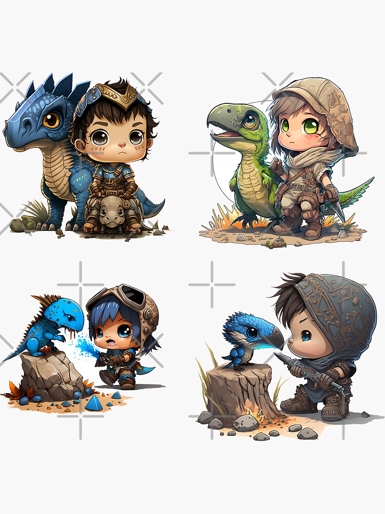 "Ark Survival characters with baby dinos Sticker pack" Sticker for Sale ...