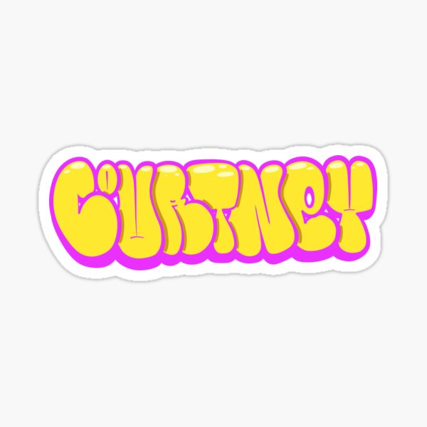 "Yellow Courtney Name Tag" Sticker for Sale by ArtByNabes | Redbubble