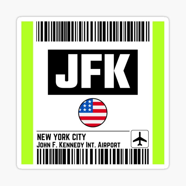 "NEW YORK CITY JFK mini boarding pass tag" Sticker for Sale by ...