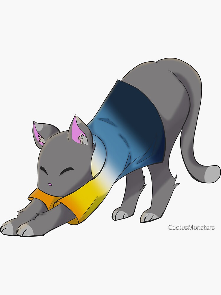 "Aroace cat stretching" Sticker for Sale by CactusMonsters | Redbubble