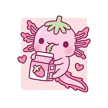 "Cute Axolotl Loves Japanese Strawberry Milk" iPad Case & Skin for Sale ...