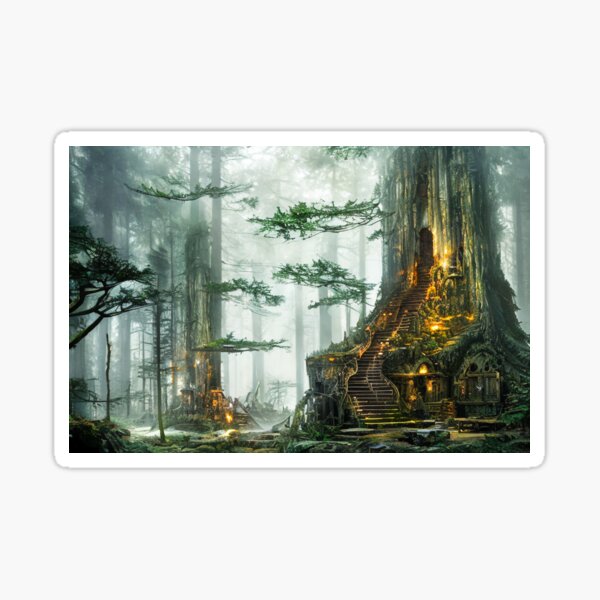 "Fantasy elven city" Sticker for Sale by WildMountainArt | Redbubble