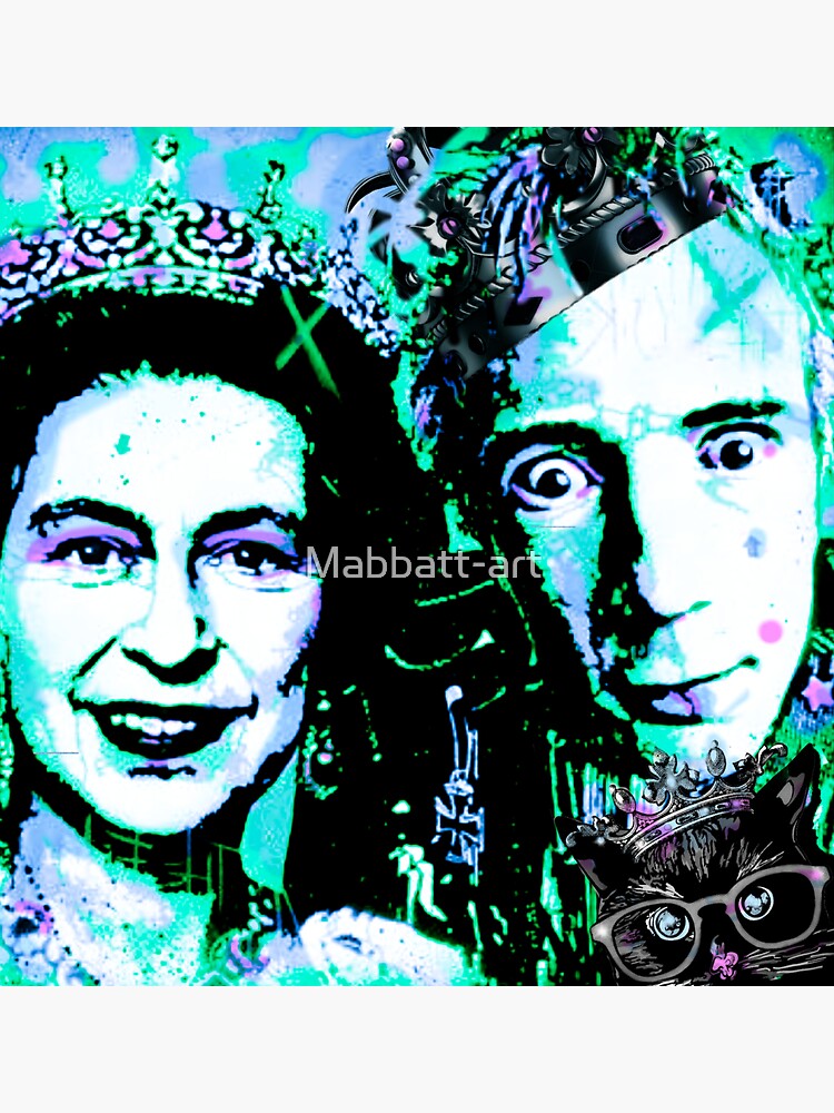 "The Queen, The Crown, the cat and Sex Pistols photobomb " Sticker for ...