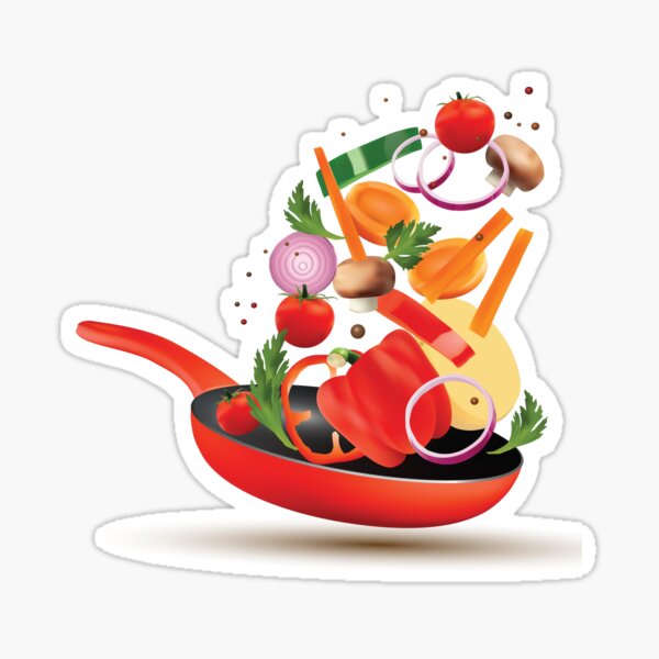"Frying pan with healthy food, vegan are everywhere, funny vegan design ...