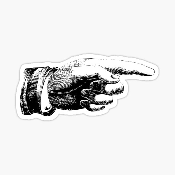 "Vintage Pointing Hand - black and white illustration" Sticker for Sale ...