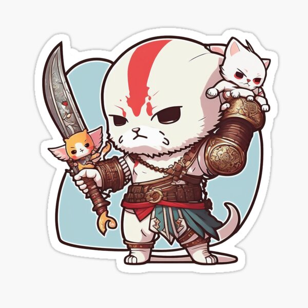"Kratos Cat Kawaii Cute Sticker" Sticker for Sale by Tricodasilva ...