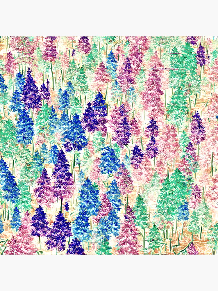 "dense forest of different coloured trees " Sticker for Sale by David ...