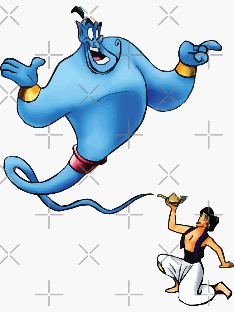 "Aladdin and Genie" Sticker for Sale by GeneralAladeen | Redbubble