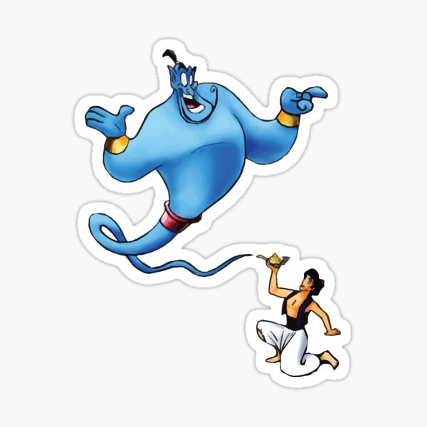 "Aladdin and Genie" Sticker for Sale by GeneralAladeen | Redbubble