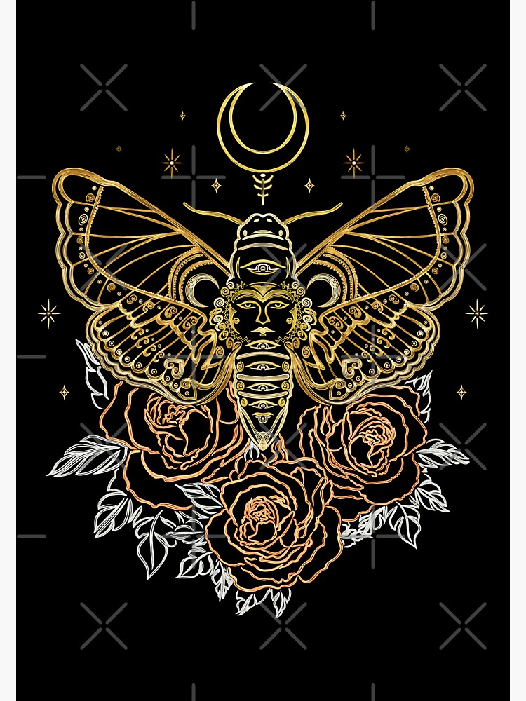 "Vintage moth with roses" Sticker for Sale by ChristineKrahl | Redbubble