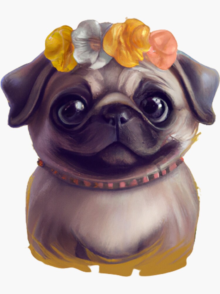 Pegatina «lindo pug con flores, la mejor enfermera pug de la historia ...