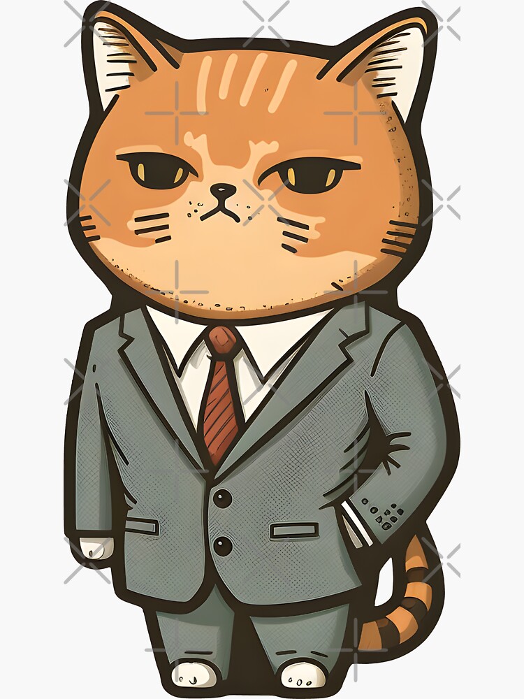 "Cat in Suit | Boss Cat | I need that report meow!" Sticker for Sale by ...