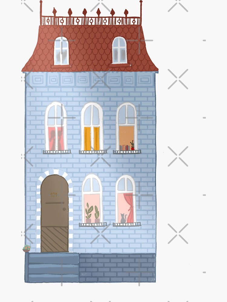 "Victorian Blue House" Sticker for Sale by miljusa | Redbubble