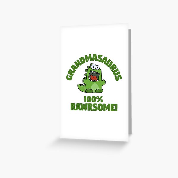 "Grandmasaurus Pun Funny Cute Dinosaur Cartoon" Greeting Card by ...