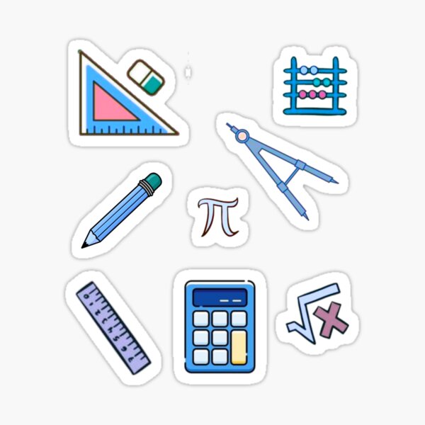"Blue Math School Subject Sticker Pack" Sticker for Sale by redakhatib ...