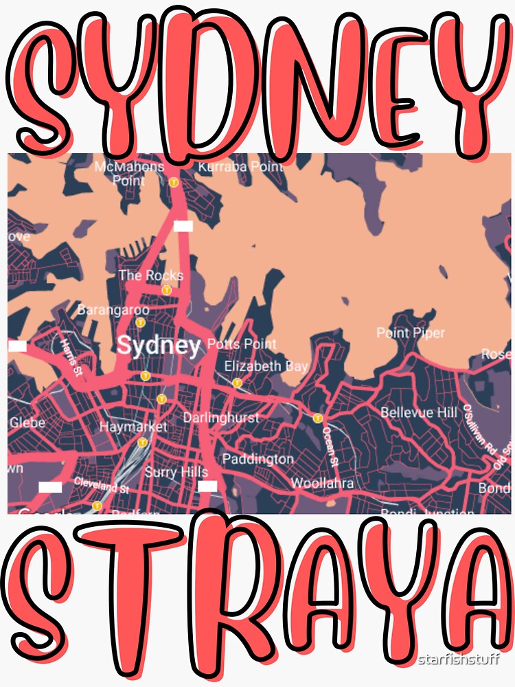 "SYDNEY STRAYA" Sticker for Sale by starfishstuff | Redbubble
