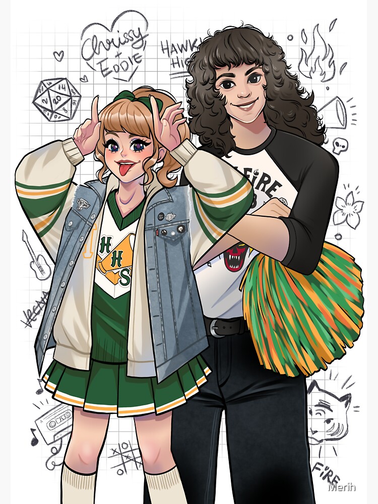 "Stranger Things - Eddie and Chrissy" Sticker for Sale by Merih | Redbubble