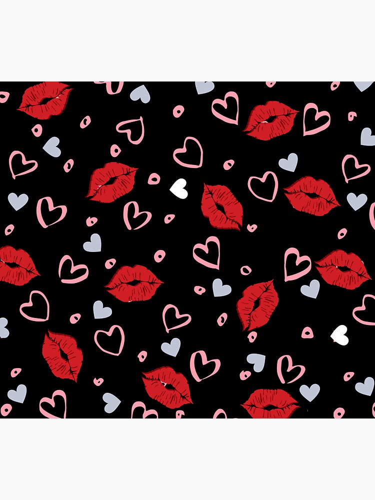 "Red Kisses and Hearts Valentine's Day Love Print" Sticker for Sale by ...