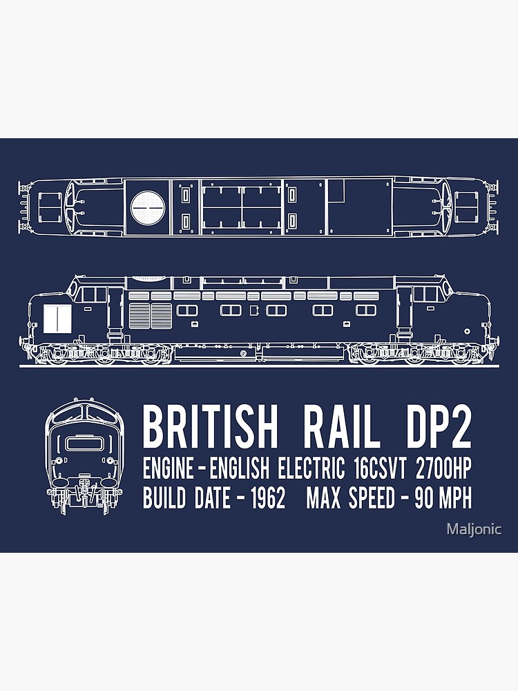 "British Rail DP2 Diesel Electric Locomotive Train Blueprint Diagram ...