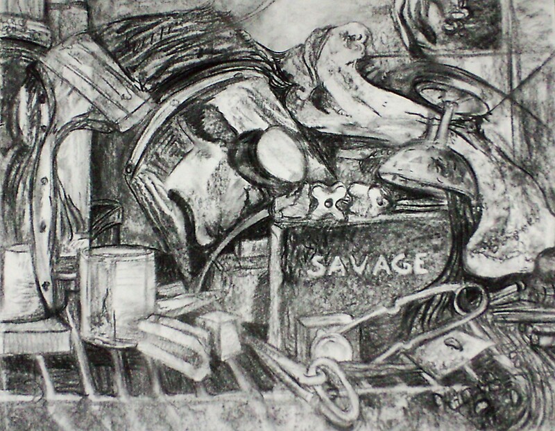 "Abstract Material Still Life (Charcoal Drawing)-" by Robert Dye ...