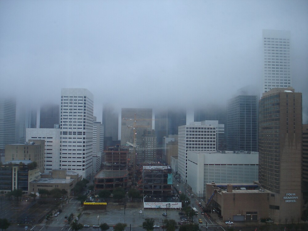 "Houston Skyline with Fog" by vmcwill | Redbubble