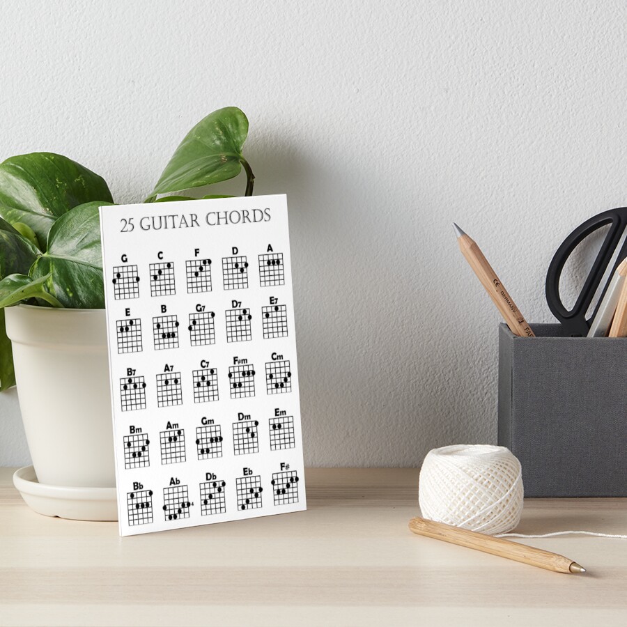 "25 Guitar Chords" Sticker for Sale by HoneyvilleArt | Redbubble