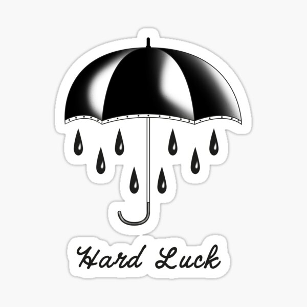 "Hard Luck Traditional Tattoo Black Work Design" Sticker for Sale by ...