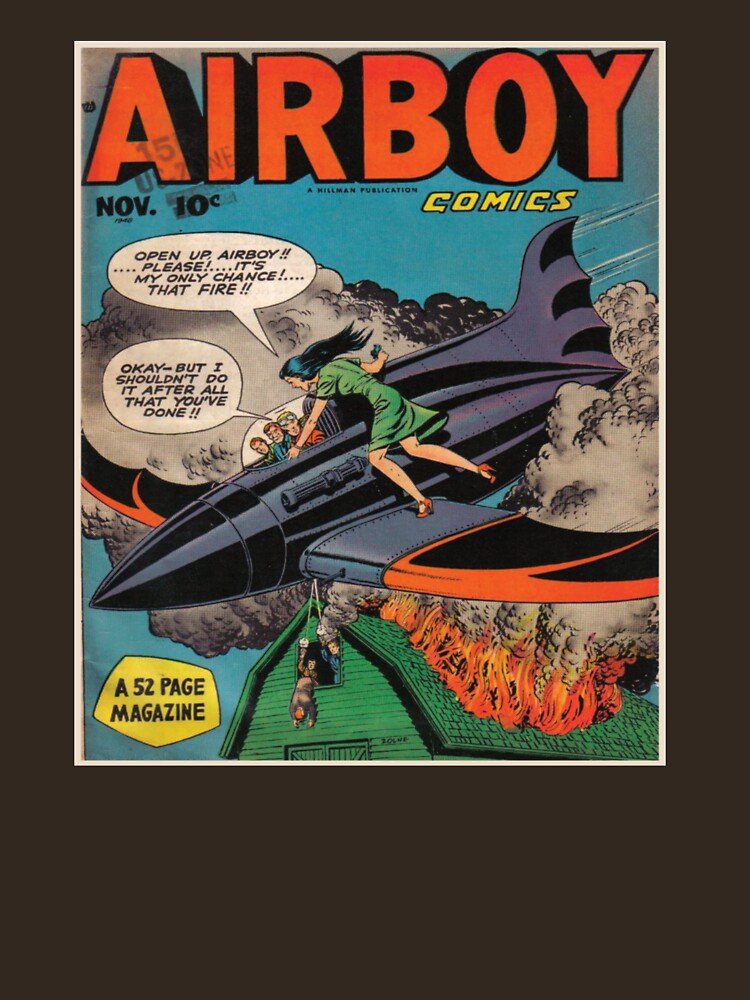 "AIRBOY Vintage Comics (Lady on wing of plane)" T-shirt for Sale by ...