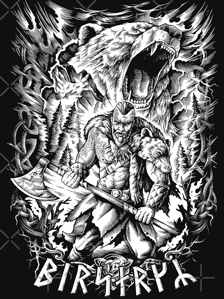 "Berserker Scandinavian Viking Runes Norse Pagan Bear Warrior" T-shirt ...