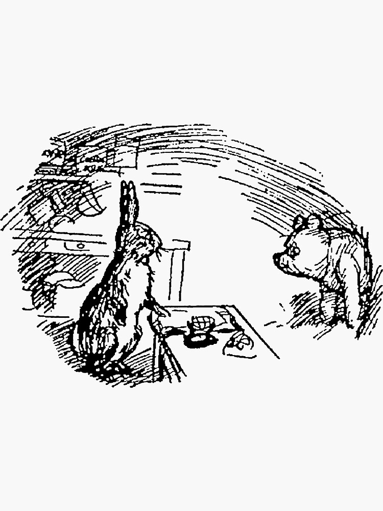 "Winnie the Pooh Stuck at Rabbit's House" Sticker for Sale by AmyOlsen ...