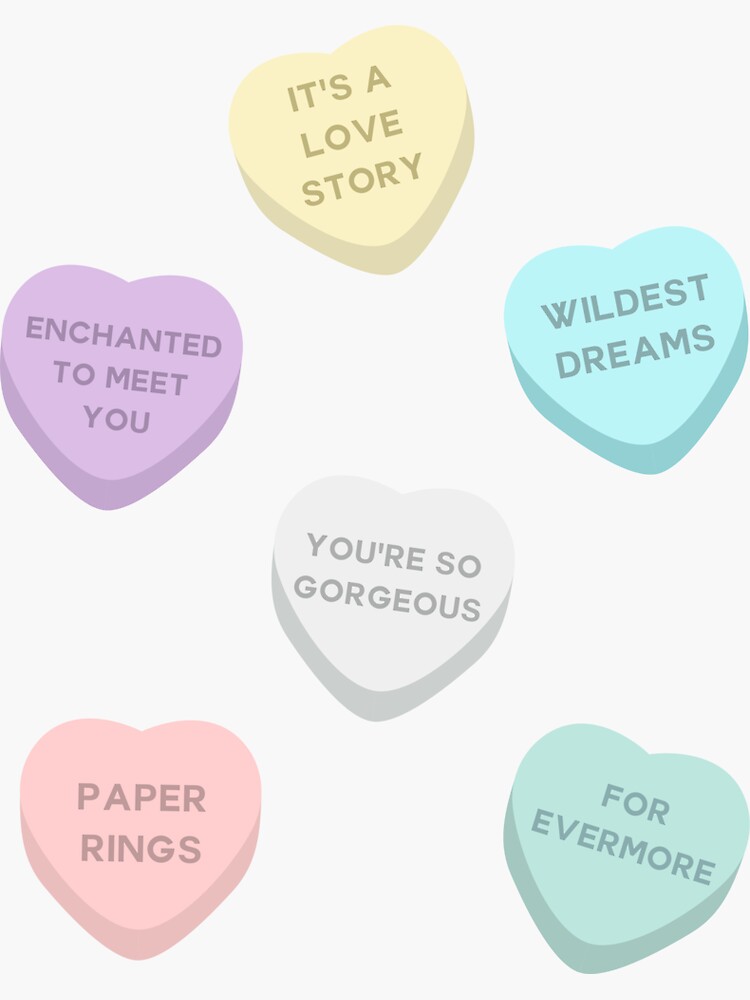 "Taylor Valentines Lyrics Hearts" Sticker for Sale by lcvoth23 | Redbubble