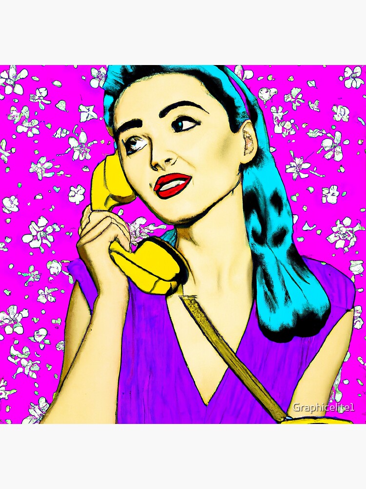 "Vintage girl on the phone " Sticker for Sale by Graphicelite1 | Redbubble