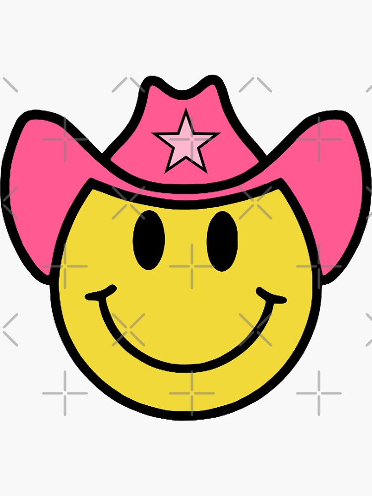 "Cowboy Smiley Face with Star" Sticker for Sale by maggieelias | Redbubble