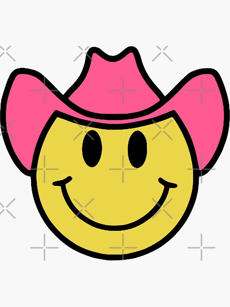 "Pink Cowboy Smiley Face " Sticker for Sale by maggieelias | Redbubble