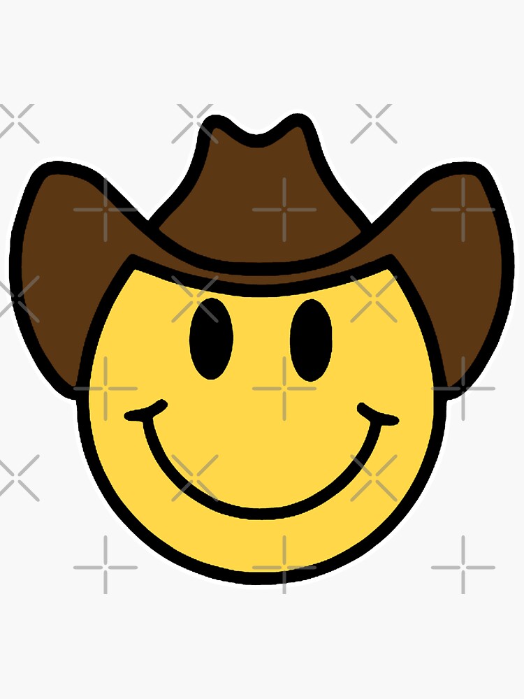 "Cowboy Smiley Face 3" Sticker for Sale by maggieelias | Redbubble