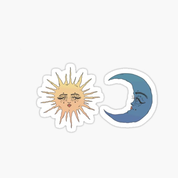 "Sun & Moon Hangout" Sticker for Sale by bellamcshane | Redbubble