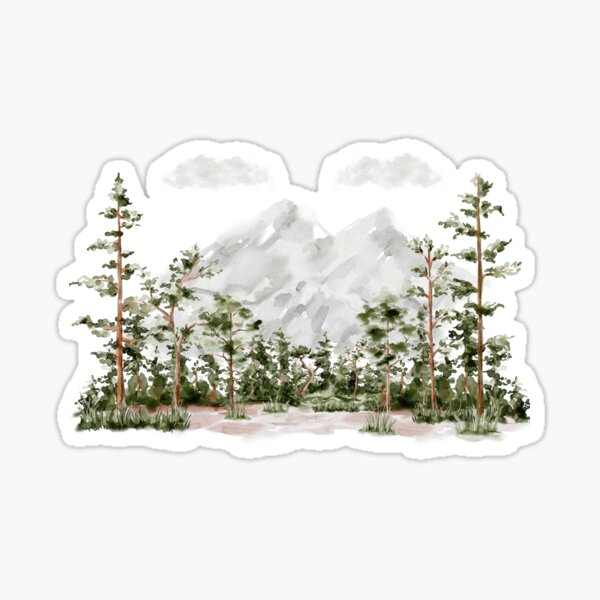 "Watercolor Mountain and Forest" Sticker for Sale by natureandlife ...